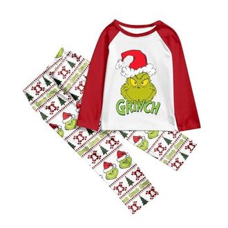 Generic Le Grinch Pyjama Noel Famille De Grinch Costume Deguisement Vetement Noël Enfant Homme Pull Femme Hiver Ensembles Ensemble Coton Couple Assorti Chaud 