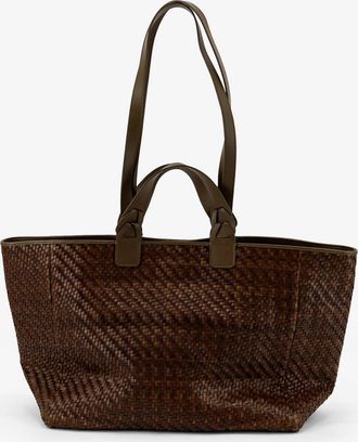 Ibeliv Elmio Medium vegetable leather shoulder bag with woven pattern - IBELIV - gender_Woman