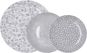 Bidasoa Aquilea Porzellangeschirr, 18-teilig, f&uuml;r 6 Personen, Grau