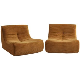 Sweeek 2er-Set modulare Sessel ohne Armlehne mit Cordbezug, Cord, Senfgelb