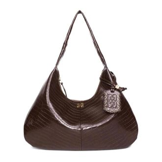 Ganni Bou Croco XXL Hobo Bag - - Bags - Damen - Braun - ONE SIZE