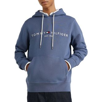 Tommy Hilfiger Herren Hoodie Tommy Logo mit Kapuze, Blau (Faded Indigo), S