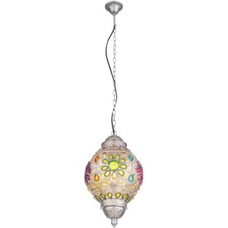 Globo Lighting Gelasius Suspension Plafonnier Argent&eacute; 1x E27