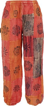 Guru Shop Aladinhose, Patchwork, Unikat Pluderhose, Boho Hose - Orange, Damen, Baumwolle, Size:L/XL