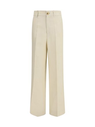 P.A.R.O.S.H. Womens Trousers Raisa Sand Viscose And Linen Blend