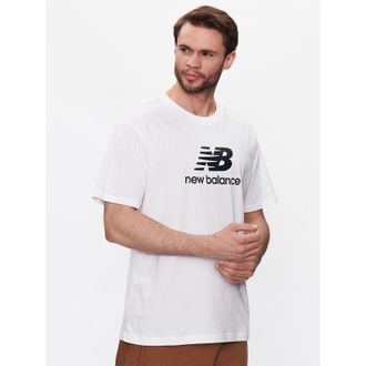 New Balance T-Shirt Essentials Stacked Logo MT31541 Wei&szlig; Relaxed Fit