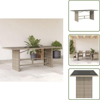 vidaXL Gartentisch mit Glasplatte Hellgrau 190x80x74 cm Poly Rattan - Gartentisch - Esstisch - Terrassenm&ouml;bel - Gartenm&ouml;bel - Outdoor-M&ouml;bel - The Living