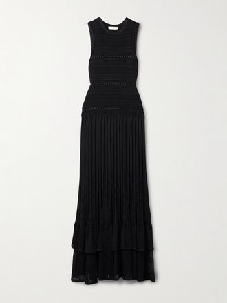 Ulla Johnson Robe Longue En Mailles À Plis Mireille - Noir