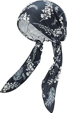 ZLYC Femmes Eté Turban pour Perte de Cheveux Chimio Chapeau(Feuilles bleu marine)