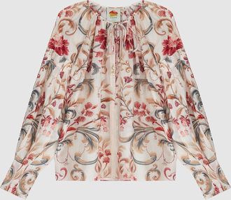 Farm Rio Top Royal Garden Sand Snake Scarves Black