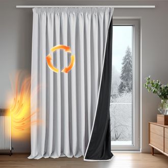 Deconovo 100% Verdunklungsvorh&auml;nge Blickdicht Vorh&auml;nge mit kr&auml;uselband Gardinen Wohnzimmer Vorhang Verdunkelung Thermovorh&auml;nge gegen Hitze W&auml;rmeisolierend, H24