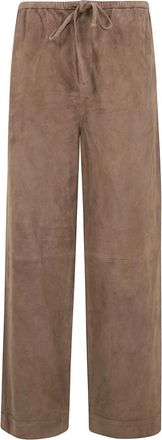 By Malene Birger Femme, Pantalons, Brun, Taille: 38 FR Joanni Suede Wide Leg Pantalons