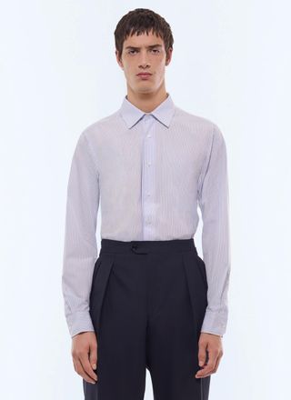 Fursac Chemise &agrave; rayures en popeline de coton - Taille 37 - Homme