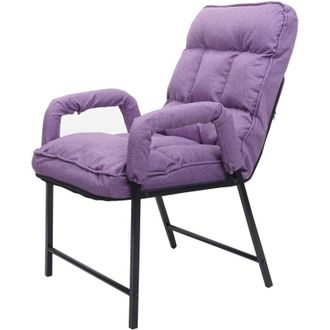 Hhg [NEUWERTIG] Esszimmerstuhl HHG-127, Stuhl Polsterstuhl, 160kg belastbar R&uuml;ckenlehne verstellbar Metall Stoff/Textil lila-flieder