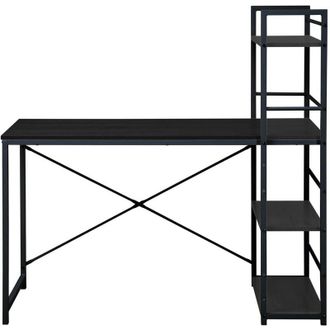 Mobili Rebecca Rebecca Mobili Table de bureau pour PC avec biblioth&egrave;que Bois noir M&eacute;tal Bureau Moderne
