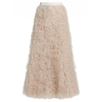 PESERICO Femme, Jupes, Beige, Taille: 36 FR Ruffled Maxi Skirt