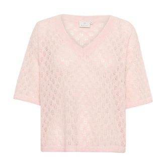 Kaffe Femme, Pulls, Rose, Taille: 46 FR Pull V-Neck Kalourine