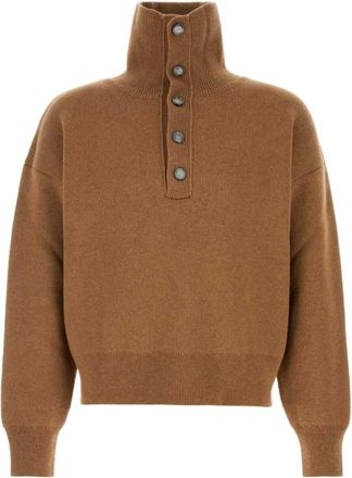 Ami Pull &agrave; col haut boutonn&eacute; en laine - Homme - Pulls - Brun - Taille: XL