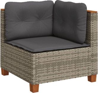 vidaXL Garten-Ecksofa mit Kissen Grau Poly Rattan Vidaxl