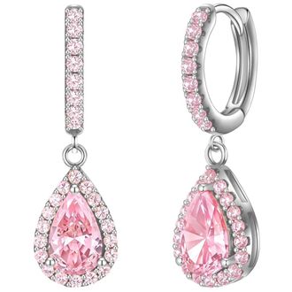 Glanzst&uuml;cke M&uuml;nchen Ohrringe - Creolen Sterling Silber Zirkonia pink - Gr. unisize - in Silber - f&uuml;r Damen