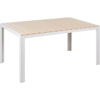 Beliani Beliani - Table de Jardin Style Scandinave 150 x 90 cm en Aluminium et Bois Synth&eacute;tique Beige Como