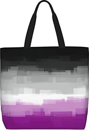 Generic Sac Fourre-Tout Drapeau De La Fiert&eacute; Asexuelle Mois De La Fiert&eacute; Lgbtq+ Sac &Agrave; Provisions En Toile Avec Poign&eacute;es De Grande Capacit&eacute; Sacs &Agrave; Main, Pour B