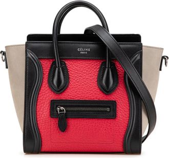 Celine Hobo Bags - Nano Tricolor Nubuck and Calfskin Luggage Tote - Gr. unisize - in Rot - für Damen