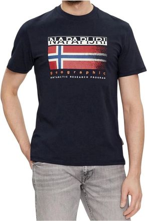 Napapijri Homme, Tops, Bleu, Taille: 2XL T-shirt &agrave; manches courtes