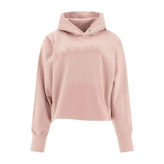 Maison Margiela Logo Sweatshirt mit Slouchy-Kapuze - - Sweatshirts & Hoodies - Damen - Rosa - XS