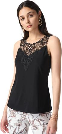 Joseph Ribkoff Femme, Tops, Bleu, Taille: 42 FR D&eacute;bardeur &agrave; col en dentelle