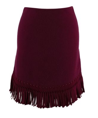 Alaia Burgundy Fringe Trimmed Mini Skirt Size XS
