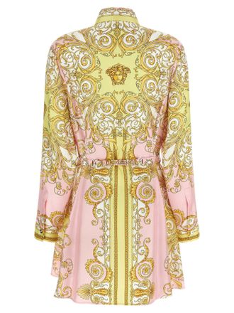Versace Baroque-Print Silk Twill Blouse - Pink