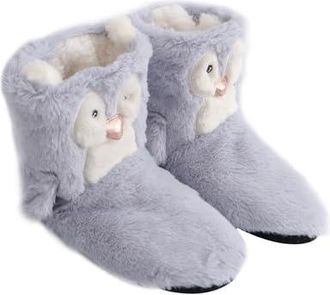 BESTONZON Abaodam Bottes DIntérieur Chaudes Antidérapantes pour Adultes Taille 38-40 Semelle Souple et Résistante Couleur Bleu Poussiéreux Chaussures DHiver Con