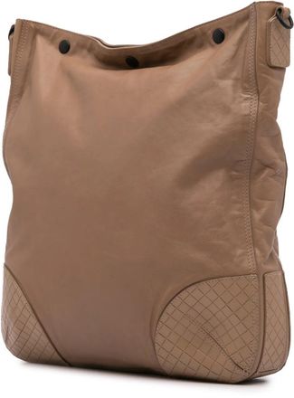 Bottega Veneta Hobo Bags - Intrecciomirage Trimmed Leather Crossbody - Gr. unisize - in Braun - f&uuml;r Damen
