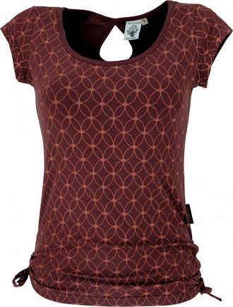 Guru Shop Yoga -T-Shirt aus Bio-Baumwolle Flower of Life - Dattelbraun, Damen, Size:XL