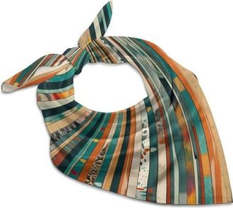 Generic Écharpe vintage carrée en soie en bois - Écharpe ethnique légère pour cheveux - Respirant - Cadeau pour femme et homme, multicolore, 60x60cm