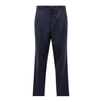 Brunello Cucinelli Homme, Pantalons, Bleu, Taille: L Pantalon en Flanelle de Laine Vierge
