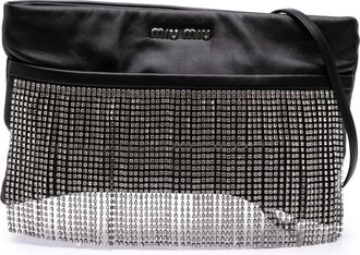 Miu Miu Hobo Bags - Nappa Crystal Fringe Crossbody - Gr. unisize - in Schwarz - für Damen