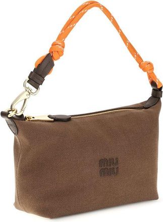 Miu Miu Womens Brown Cotton Shoulder Bag