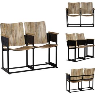vidaXL Vidaxl - 2-Sitzer-Bank Massivholz Mango und Stahl - Sitzbank - Sitzb&auml;nke - Bank - Kinobank