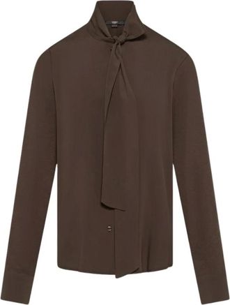 Seventy Chemisier en jersey et cr&ecirc;pe - Femme - Blouses et Chemises - Brun - Taille: 38 FR