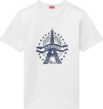 Kenzo Homme, Tops, Blanc, Taille: 2XL T-shirt imprim&eacute; graphique