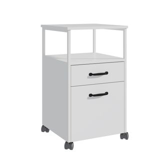 Relaxdays Rollcontainer, 2 Schubladen, H&auml;ngeregister, modernes Design, HBT: 66,5 x 42 x 44 cm, Aktenschrank schmal, wei&szlig;