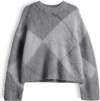 OPUS Strickpullover Pargyle mit Argyle-Rautenmuster Weite Silhouette mit &uuml;berschnittener Schulter und weichem Griff