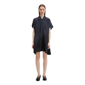 Yohji Yamamoto Surchemise utilitaire courte &agrave; teinture d&eacute;grad&eacute;e - Femme - Robes - Noir - Taille: 40 FR