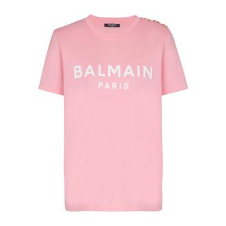 Balmain Femme, Tops, Rose, Taille: 40 FR T-shirt imprim&eacute; Paris