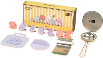 BT21 Squid Biscuits Zuckerkuchenspiel koreanisches Zucker-/Süßigkeiten-Werkzeug-Set Dalgona-Set (7 Stück in 1 Set), Schöpflöffel, Formrahmen, Presse Edelst
