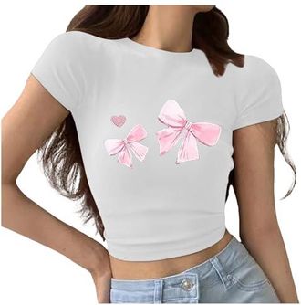 Generic Demi-chemises d&eacute;t&eacute; pour femmes 2025 minceur sortant t-shirts courts amples d&eacute;contract&eacute;s &agrave; manches courtes coupe ample tendance t-shirt graphique migno