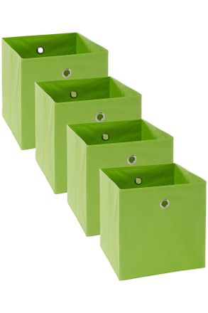 CARRYHOME Faltbox, Gr&uuml;n, Silber, Metall, Textil, Karton, 32x32x32 cm, faltbar, Ordnen & Aufbewahren, Aufbewahrungsboxen, Faltboxen