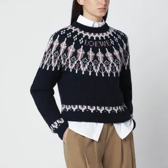 Loewe Navy sweater with Fair Isle pattern